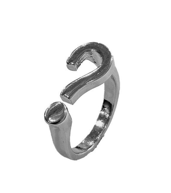 Silver Adjustable Question Mark Ring Stacking Ring Dainty | Etsy