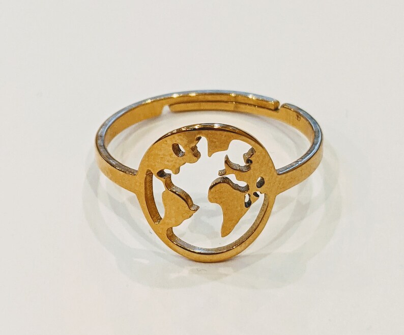 Adjustable World Map Ring Planet Earth Ring Gold/silver - Etsy