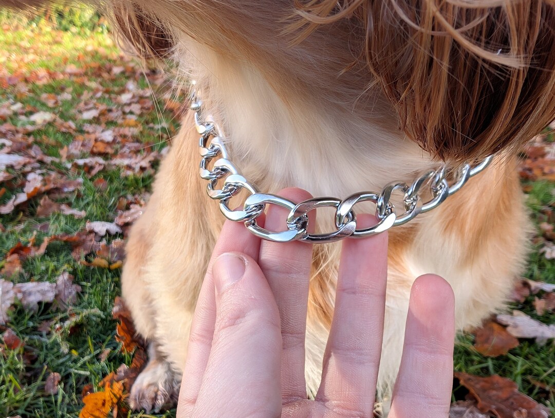 Silver Dog Chain 15mm Curb Chain Dog Collar Pet Chain Accessory Dog and ...