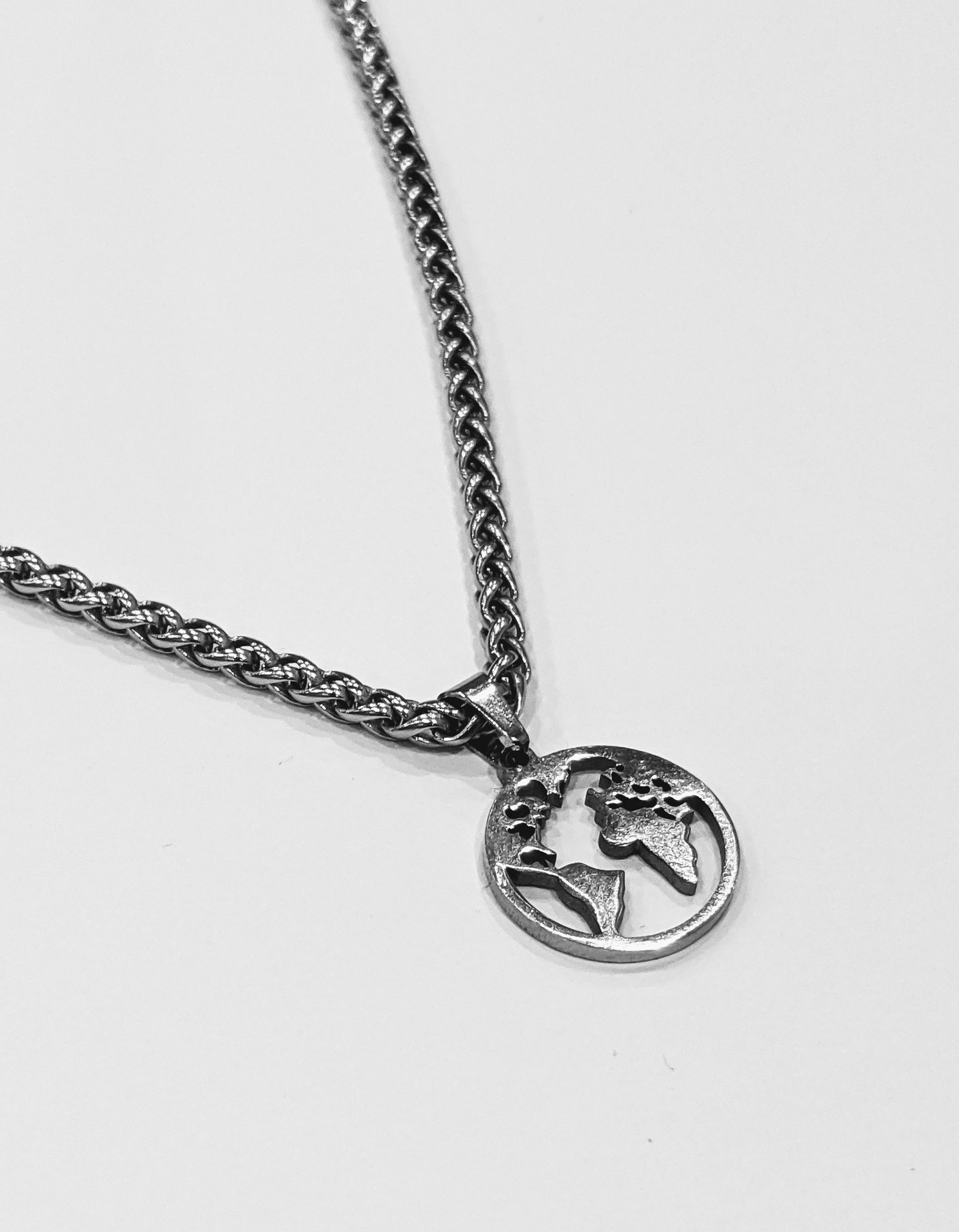 World Map Pendant Silver Planet Earth Chain Travel - Etsy UK