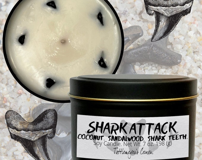SHARK ATTACK™ Hand Poured Soy Candle With Embedded Shark Teeth | Shark ...