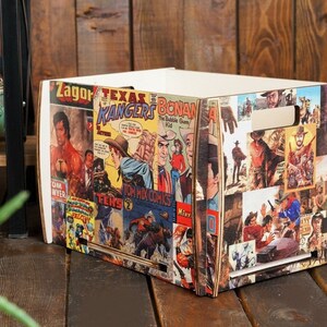 Funny LP Storage, Comic Strip Storage Box, Wood Vinyl Record Storage ...
