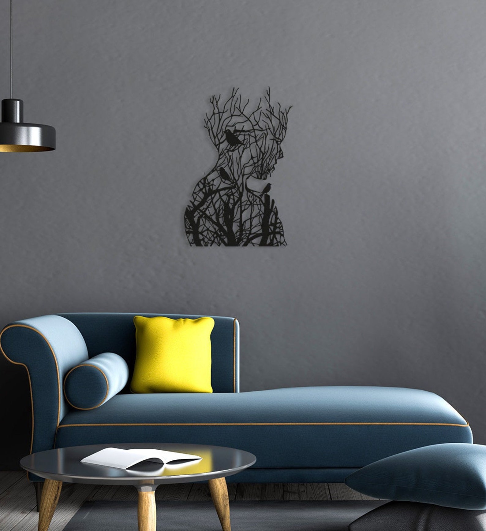 Creative Tree Woman Silhouette Art Metal Tree Female Artwork - Etsy