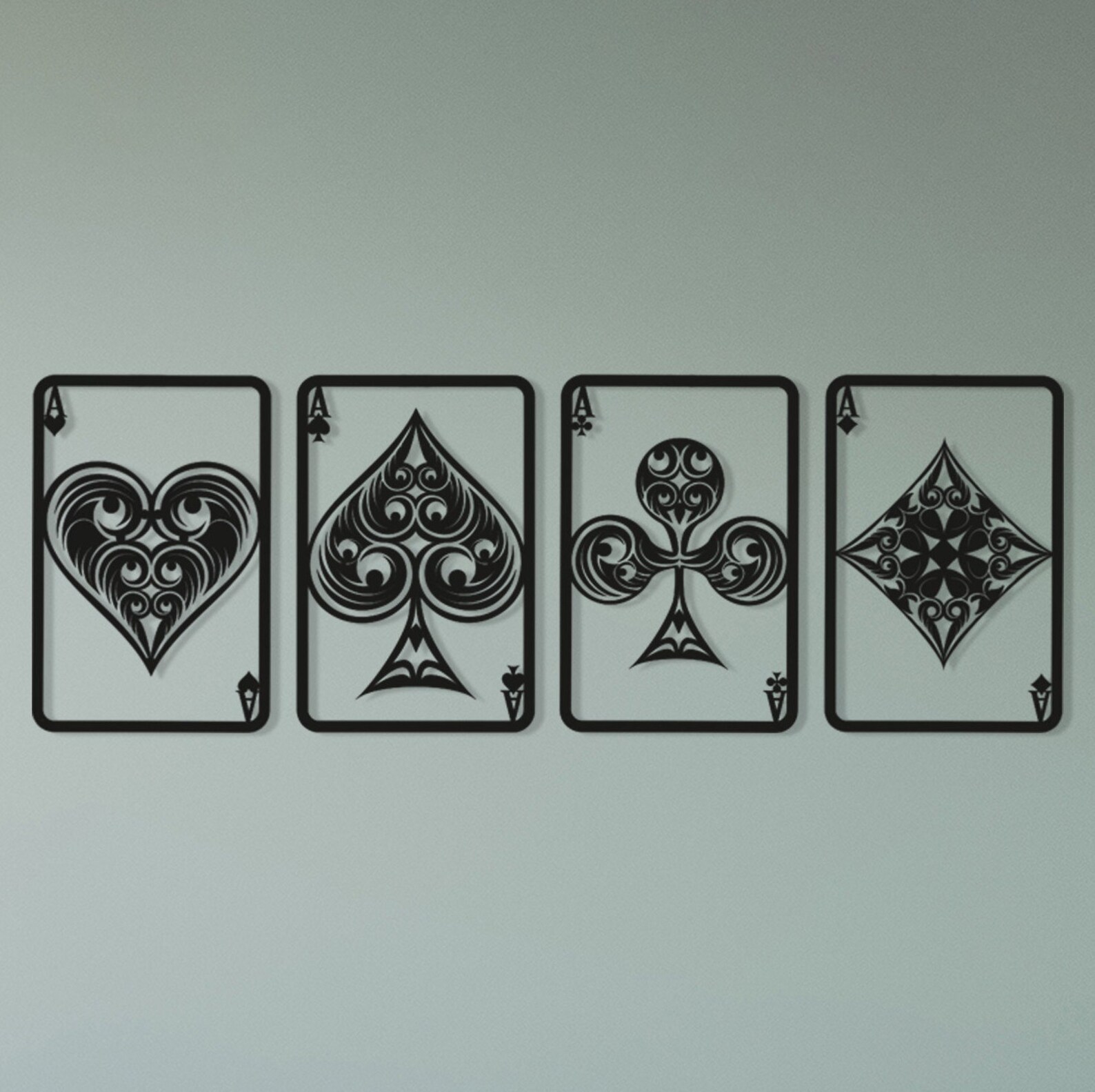 Poker Metal Wall Art, Playing Cards Metal Wall Painting, Metal Wall ...