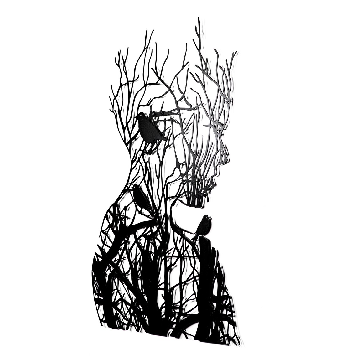 Creative Tree Woman Silhouette Art Metal Tree Female Artwork - Etsy