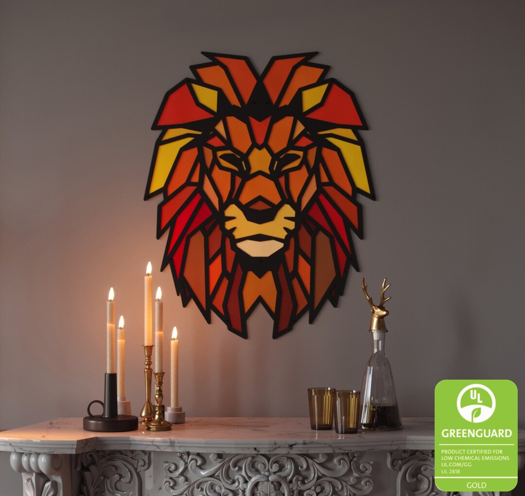 Leo Metal Wall Decor Orange & Yellow Lion Artwork Oversized - Etsy