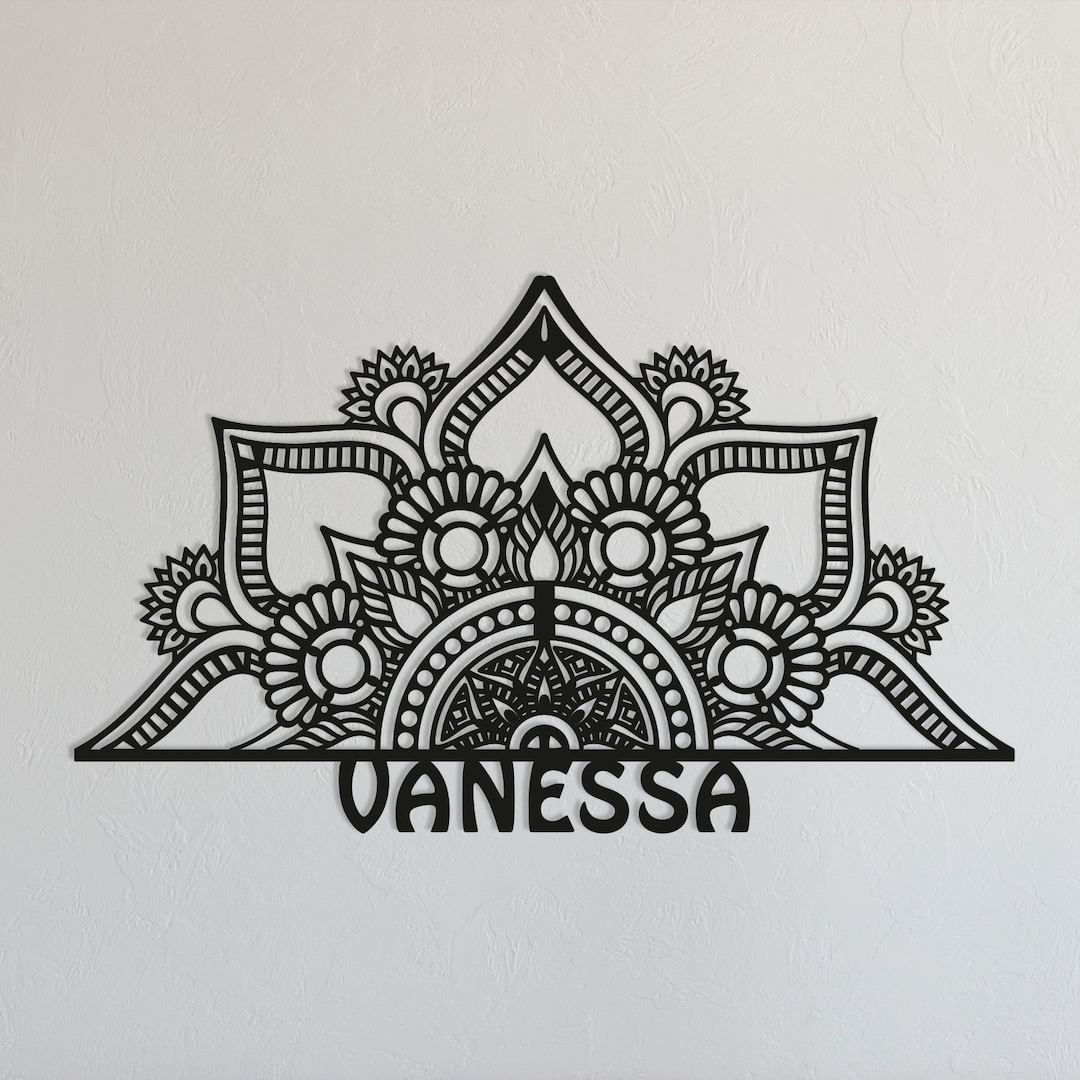 Customized Name Mandala Metal Wall Art Zen Decor Lotus - Etsy