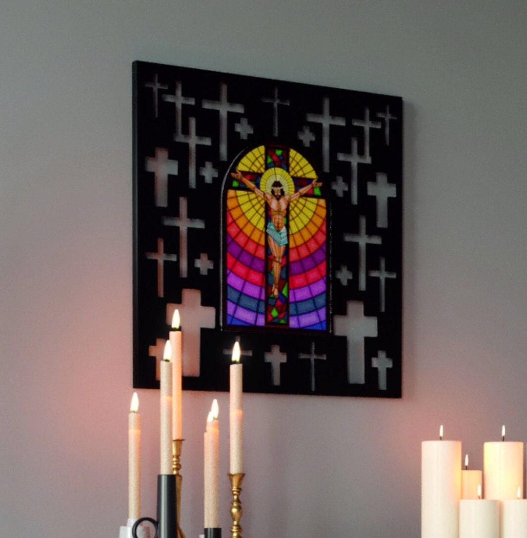 Religious Art, Stained Glass Christian Wall Decor, Christian Metal Wall ...