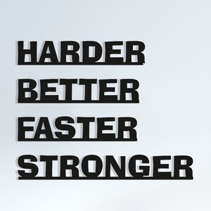 Gym Quote Wall Decor, Harder Better Faster Stronger Metal Art, Fitness ...
