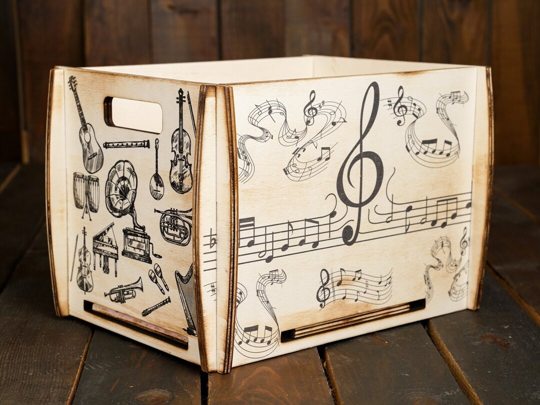 Wooden Music Box, Box for Records, Gift for Music Lovers, Music Studio ...