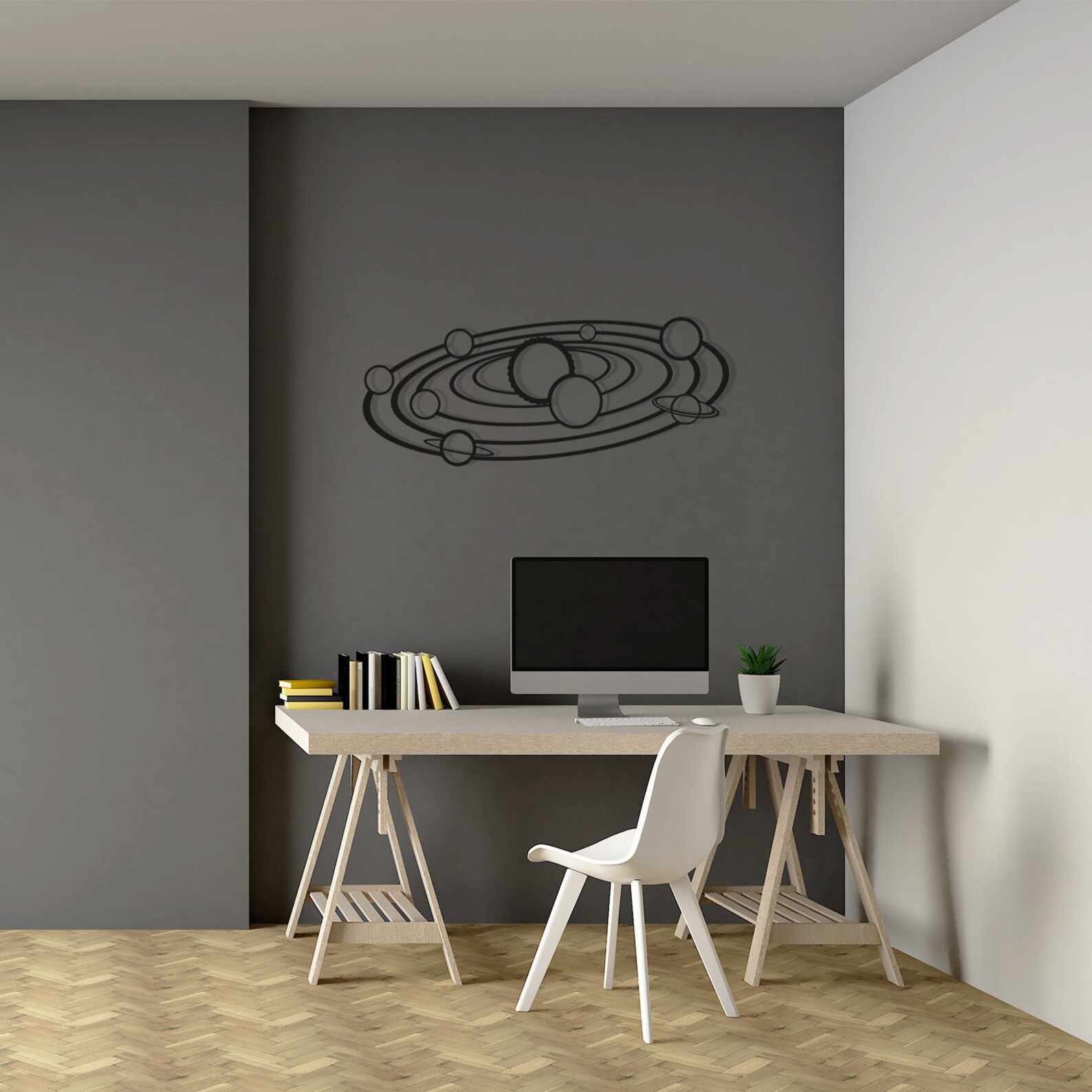 Planetary Orbit Metal Wall Decoration, Space Themed Metal Artwork ...