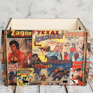 Funny LP Storage, Comic Strip Storage Box, Wood Vinyl Record Storage ...