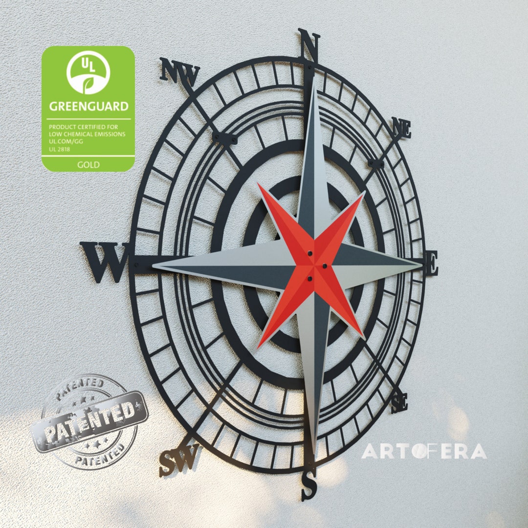 Rotating Compass, Stylish Wall Decor, Metal Wall Art, Metal Home Decor ...