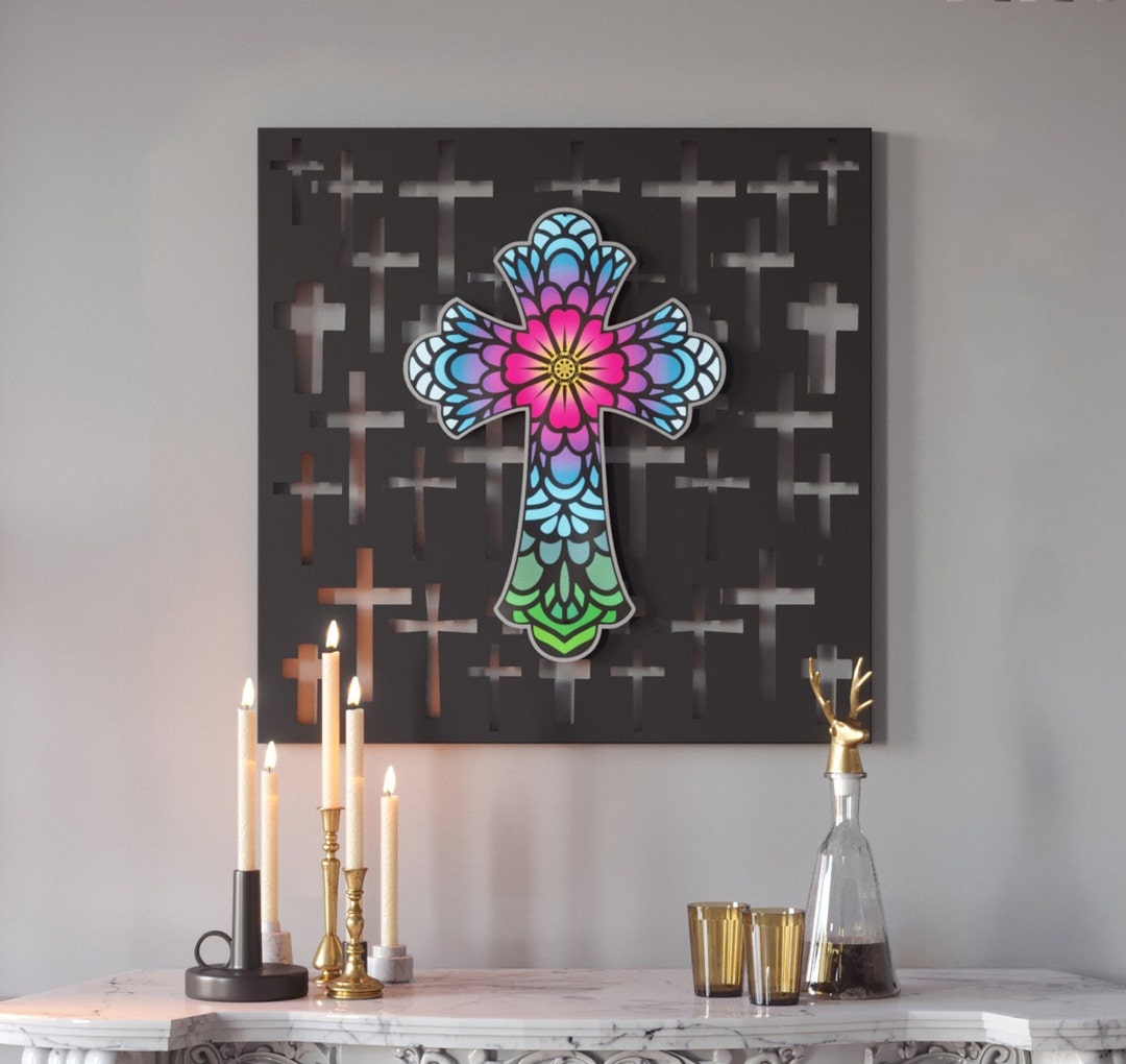 The Cross of Christ, Christian Cross Sign, Housewarming Gift, Metal ...