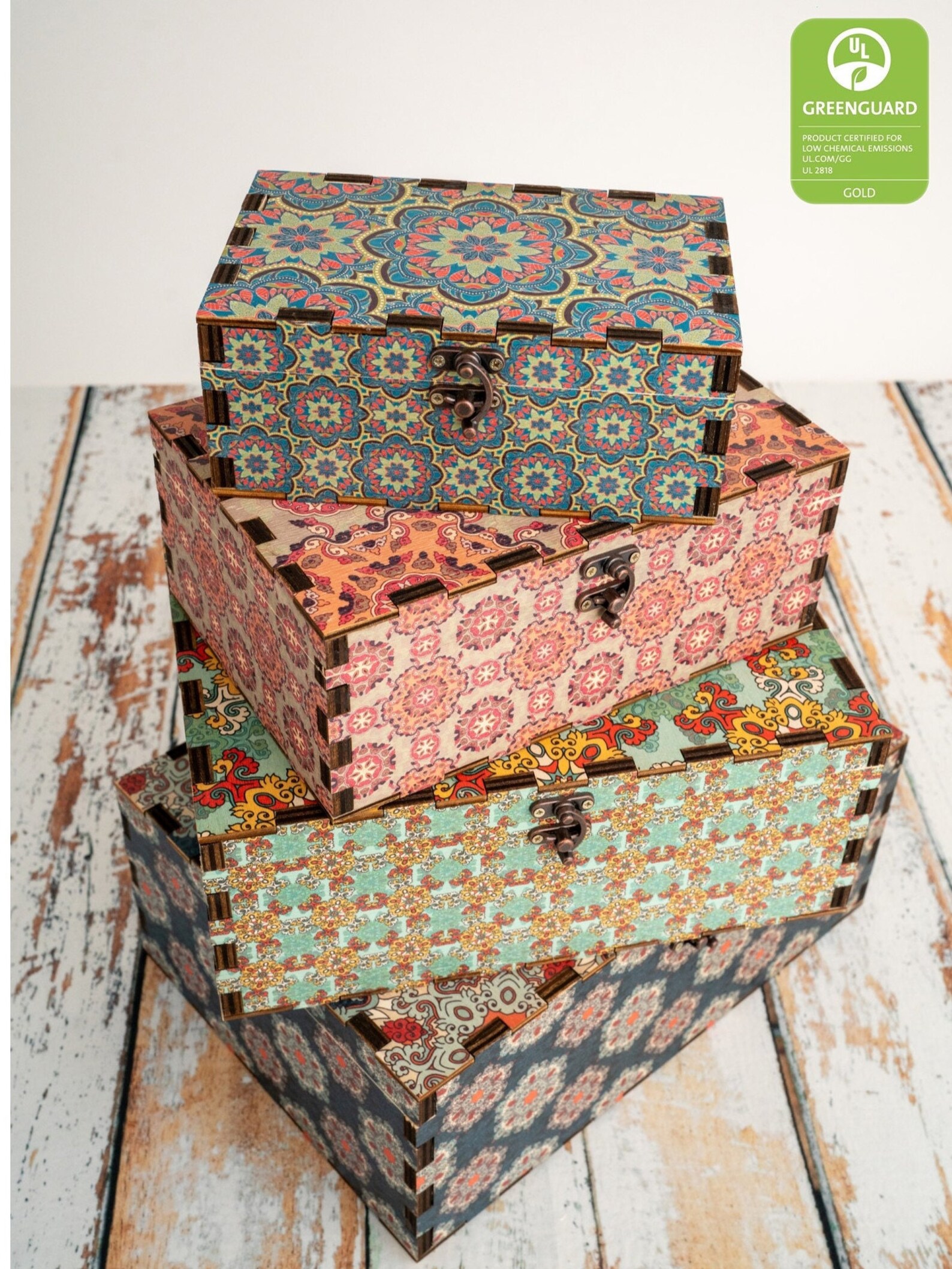 Wooden Box Set of 4 Wood Box With Lid Storage Crate - Etsy