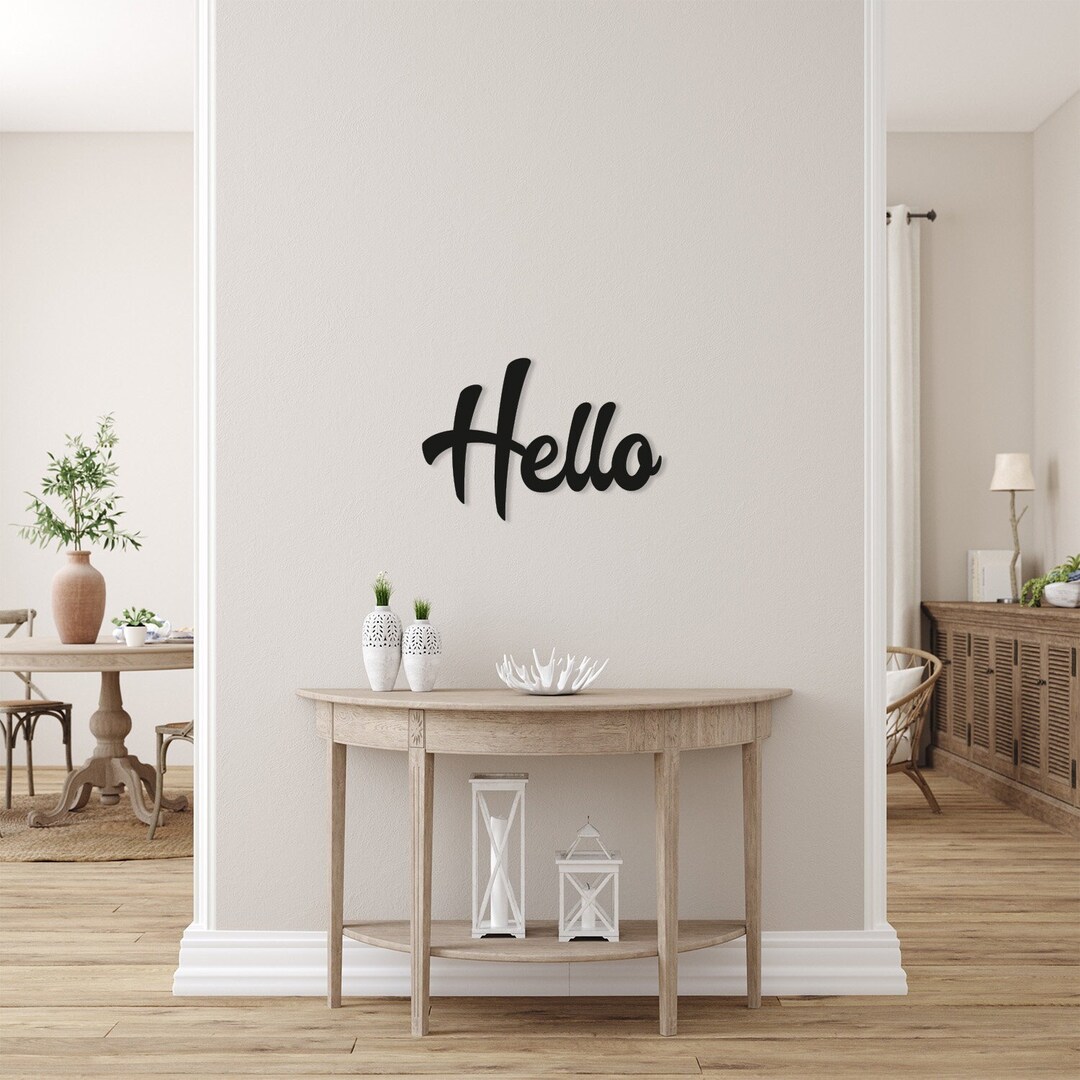 Hello Metal Sign Welcome Word Wall Art Metal Door Decor - Etsy