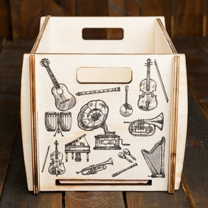 Wooden Music Box, Box for Records, Gift for Music Lovers, Music Studio ...