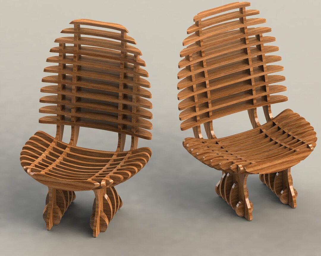 Wooden Chair Vector Files for CNC Cutting. Dxf, Svg, Cdr Files. Laser ...