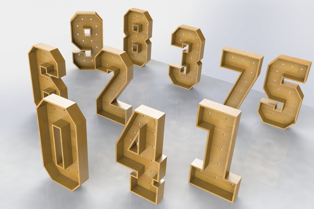 3 Ft Marquee Numbers 0-9 CNC Ready Vector and 2D Drawings With ...