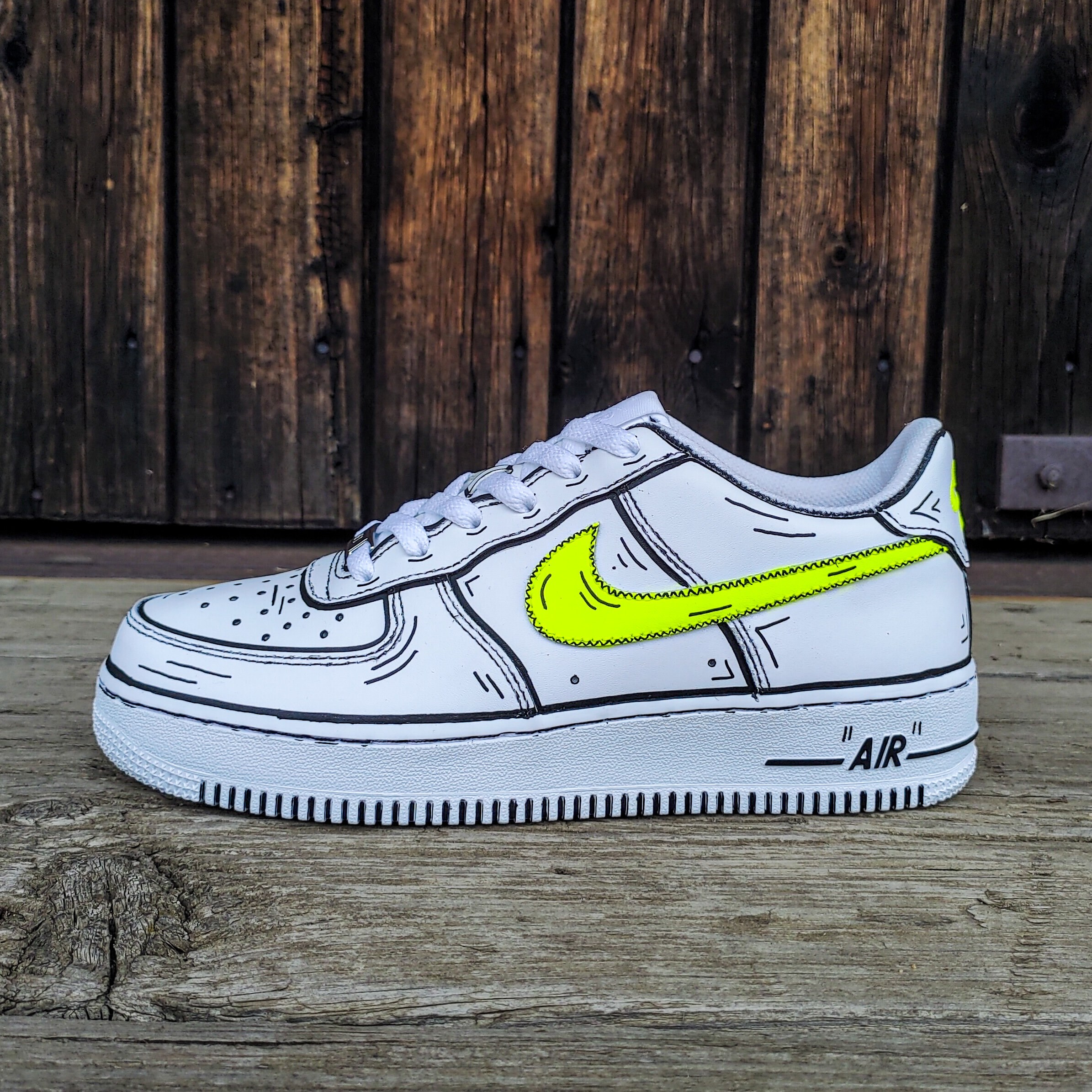 Nike Air Force 1 AF1 yellow Cartoon - Etsy