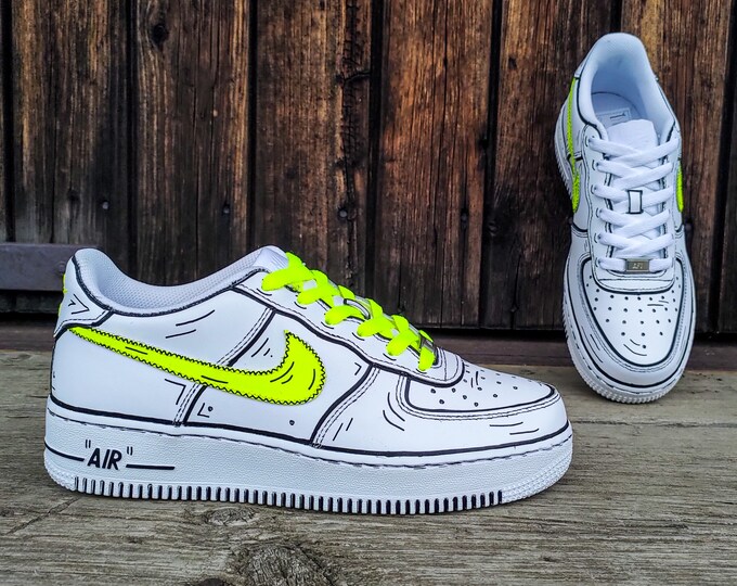 Nike Air Force 1 AF1 yellow Cartoon - Etsy