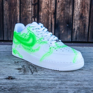 Nike Air Force 1 (AF1) "green Lightning" (cartoon Drip Logo - Custom ...