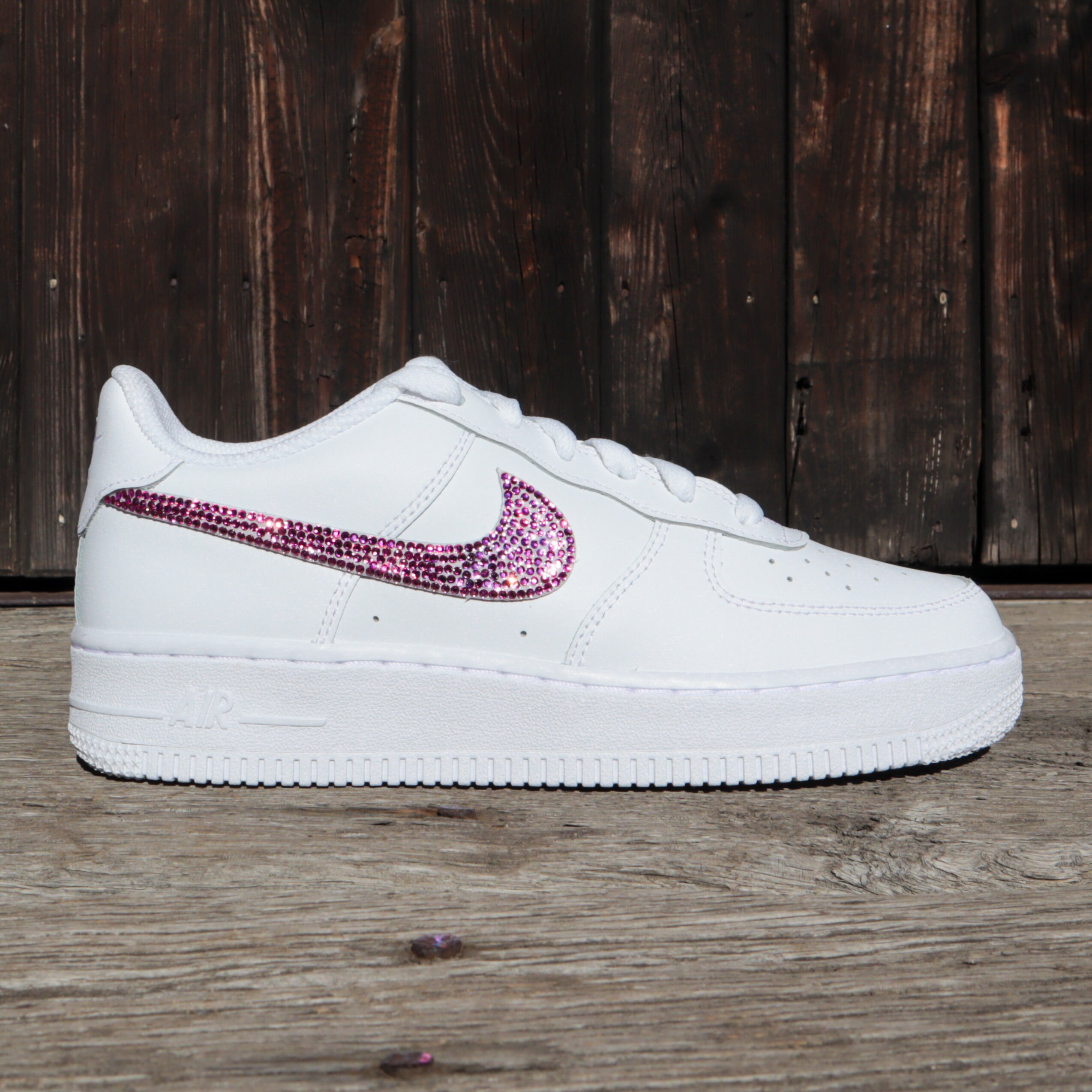 Nike Air Force 1 AF1 crystal Pink Swoosh - Etsy