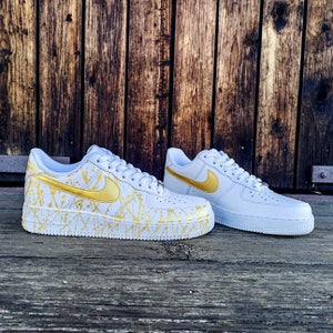 Nike Air Force 1 AF1 shiny Gold - Etsy
