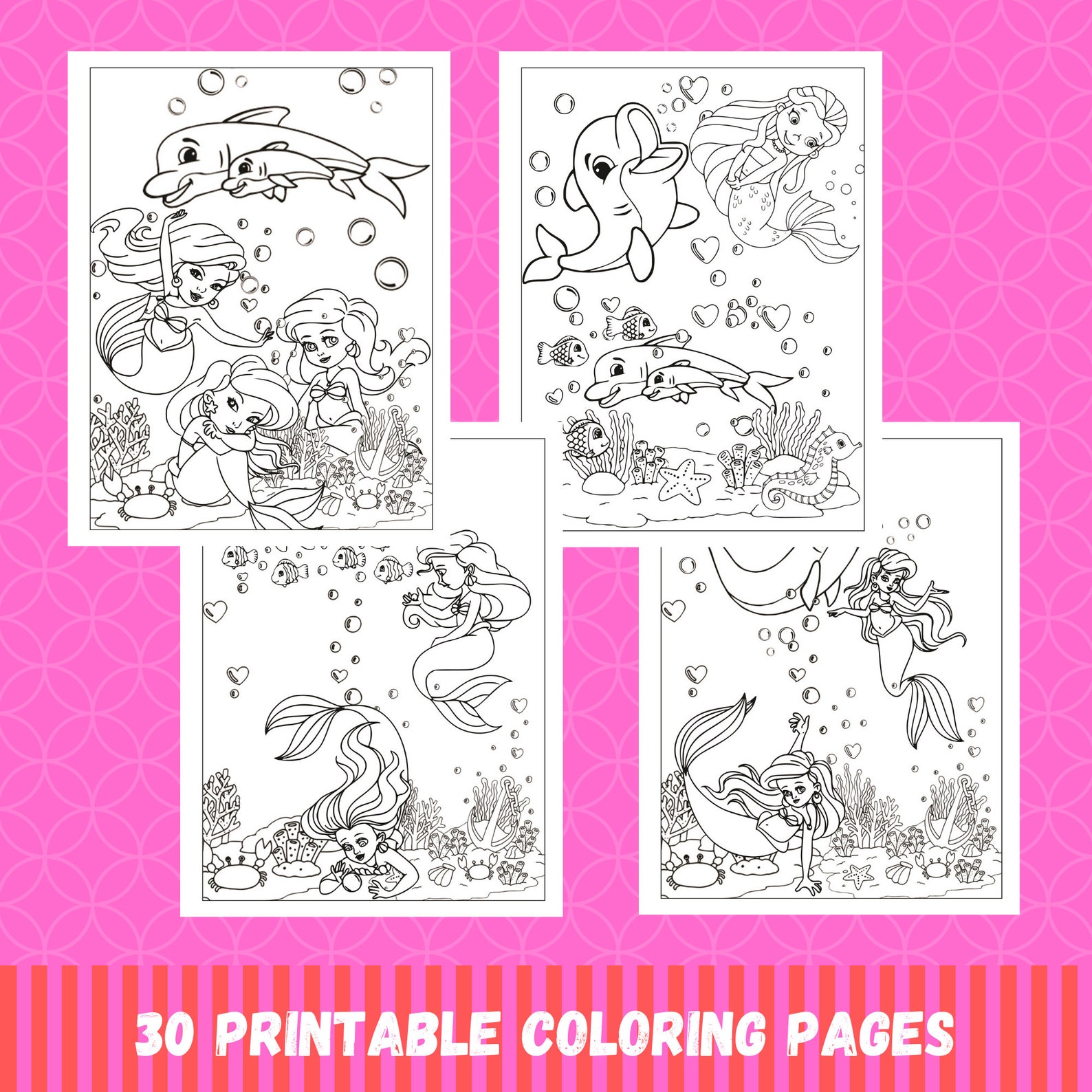 Mermaid Coloring Pages -30 Printable Mermaid Coloring Pages for Girls ...