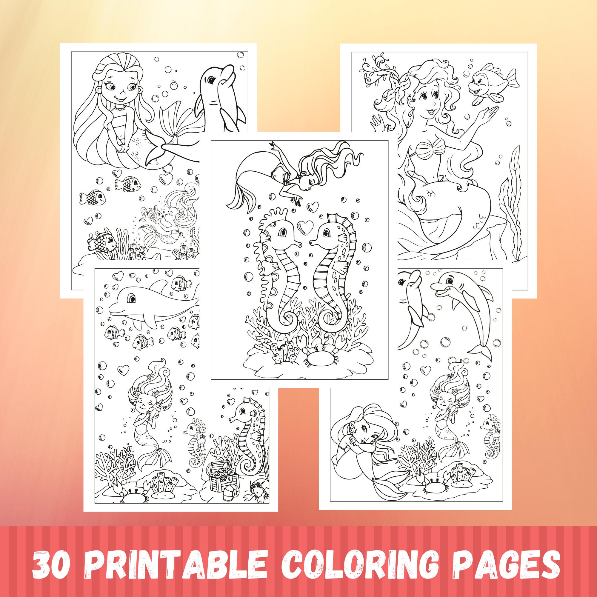 Mermaid Coloring Pages -30 Printable Mermaid Coloring Pages for Girls ...