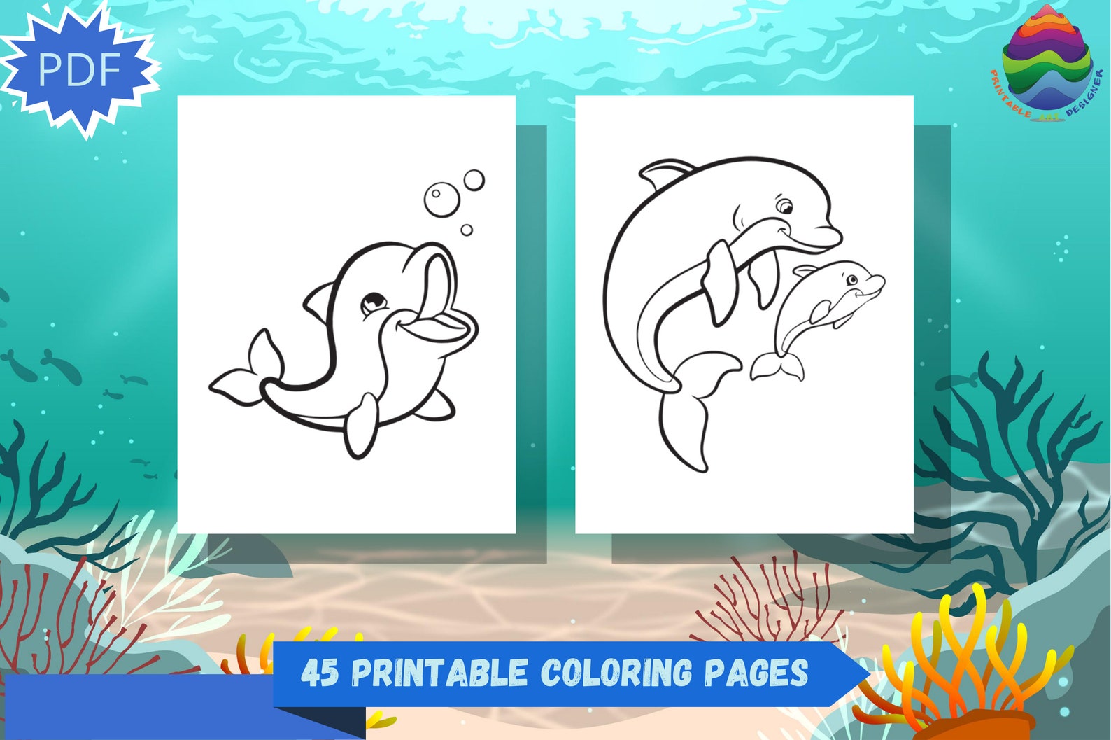 Dolphin Coloring Pages -45 Printable Dolphin Coloring Pages for Girls ...