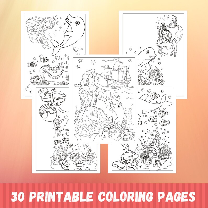 Mermaid Coloring Pages -30 Printable Mermaid Coloring Pages for Girls ...
