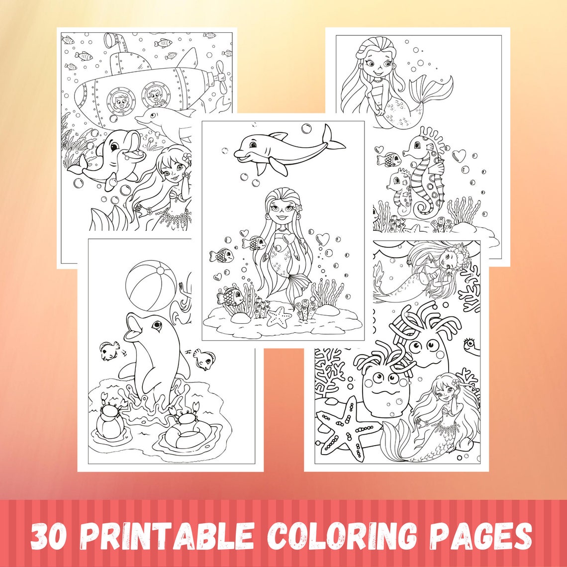 Mermaid Coloring Pages -30 Printable Mermaid Coloring Pages for Girls ...