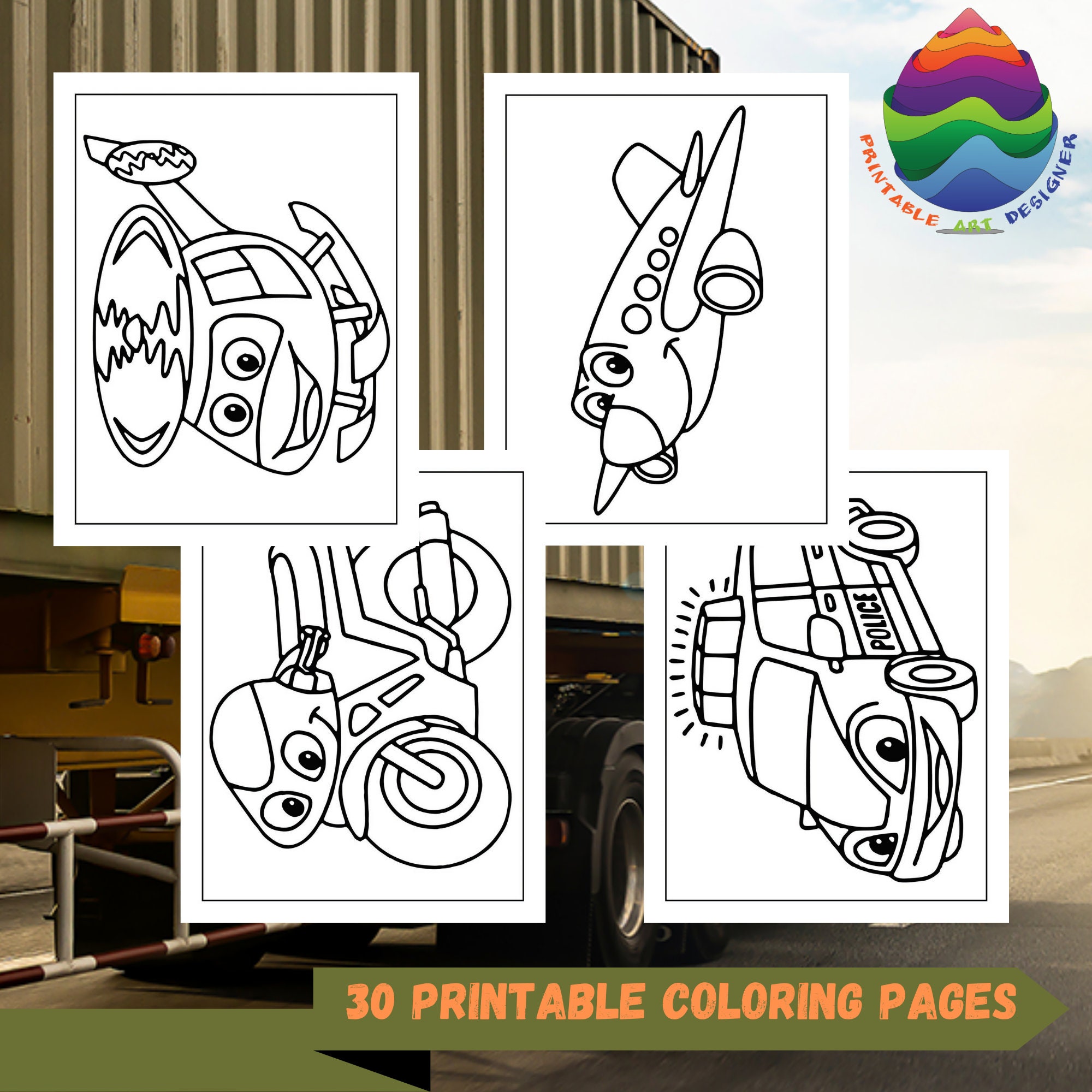 Vehicles Coloring Pages -30 Printable Vehicles Coloring Pages for Boys ...