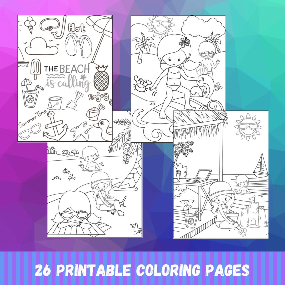Summer Beach Coloring Pages -26 Printable Beach Coloring Pages for ...