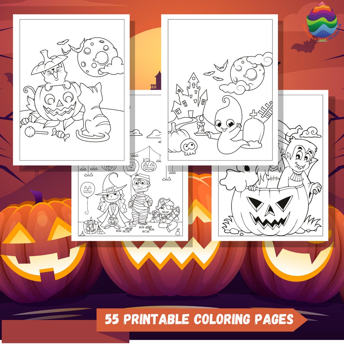 Halloween Coloring Pages -55 Printable Halloween Coloring Pages for ...