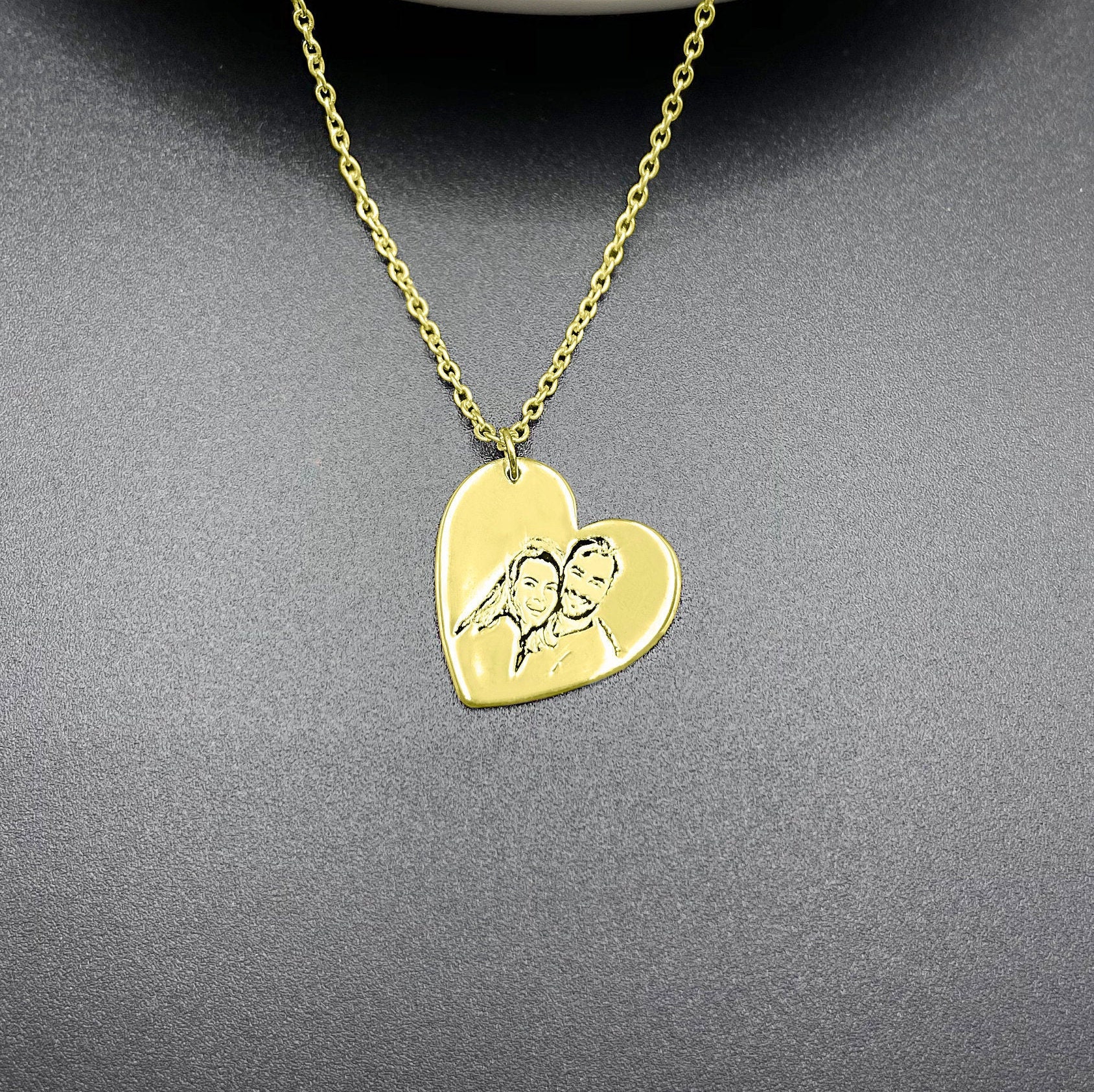 Personalized Engraved Heart Photo Necklace Gift for - Etsy
