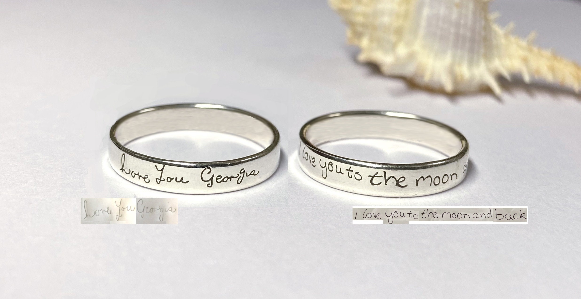 Personalized Handwriting Ringactual Handwriting Band - Etsy