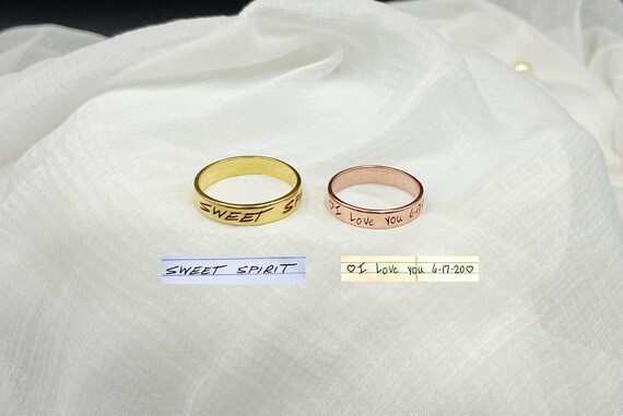 Actual Handwriting Ring Personalized Handwriting Gift | Etsy