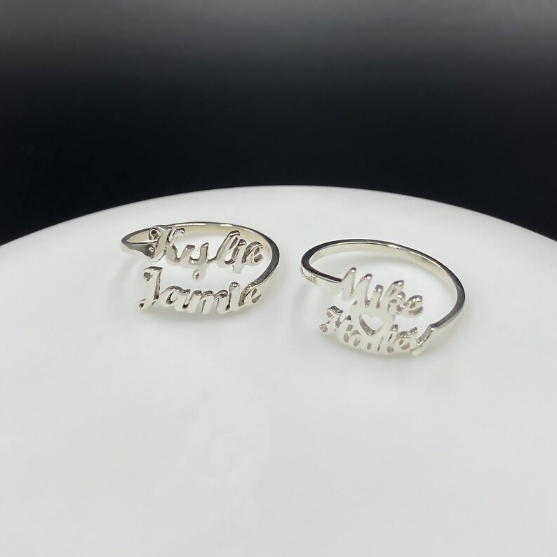 Double Name Ring Two Name Ring Children Name Ring - Etsy