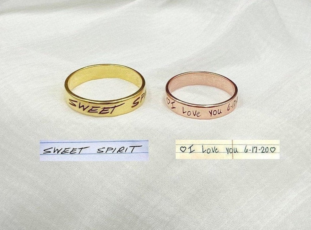 Actual Handwriting Ring ~ Personalized Handwriting Gift for Her ...