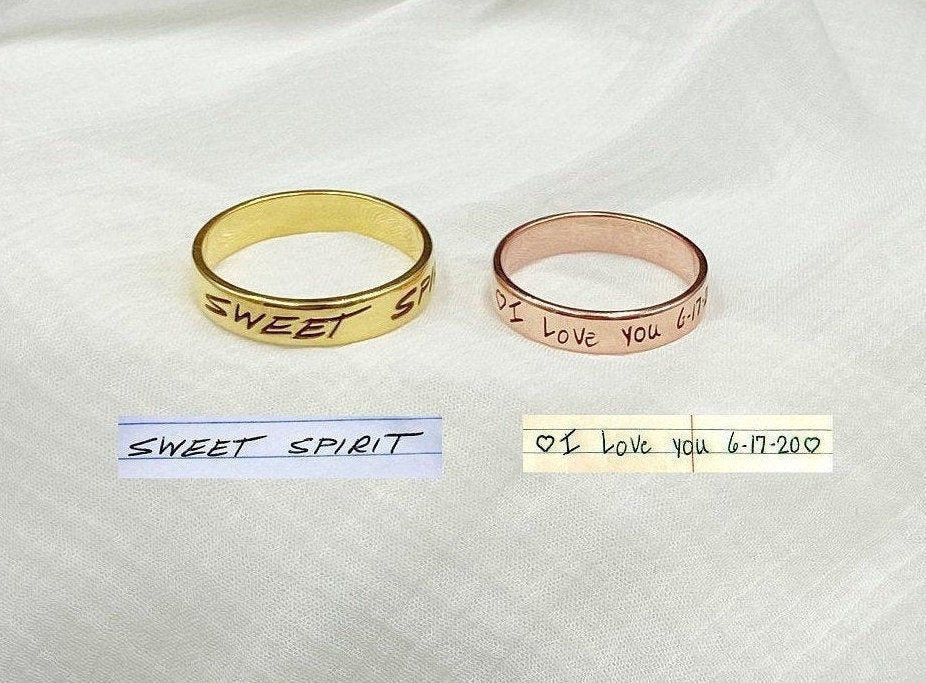 Actual Handwriting Ring ~ Personalized Handwriting Gift for Her ...