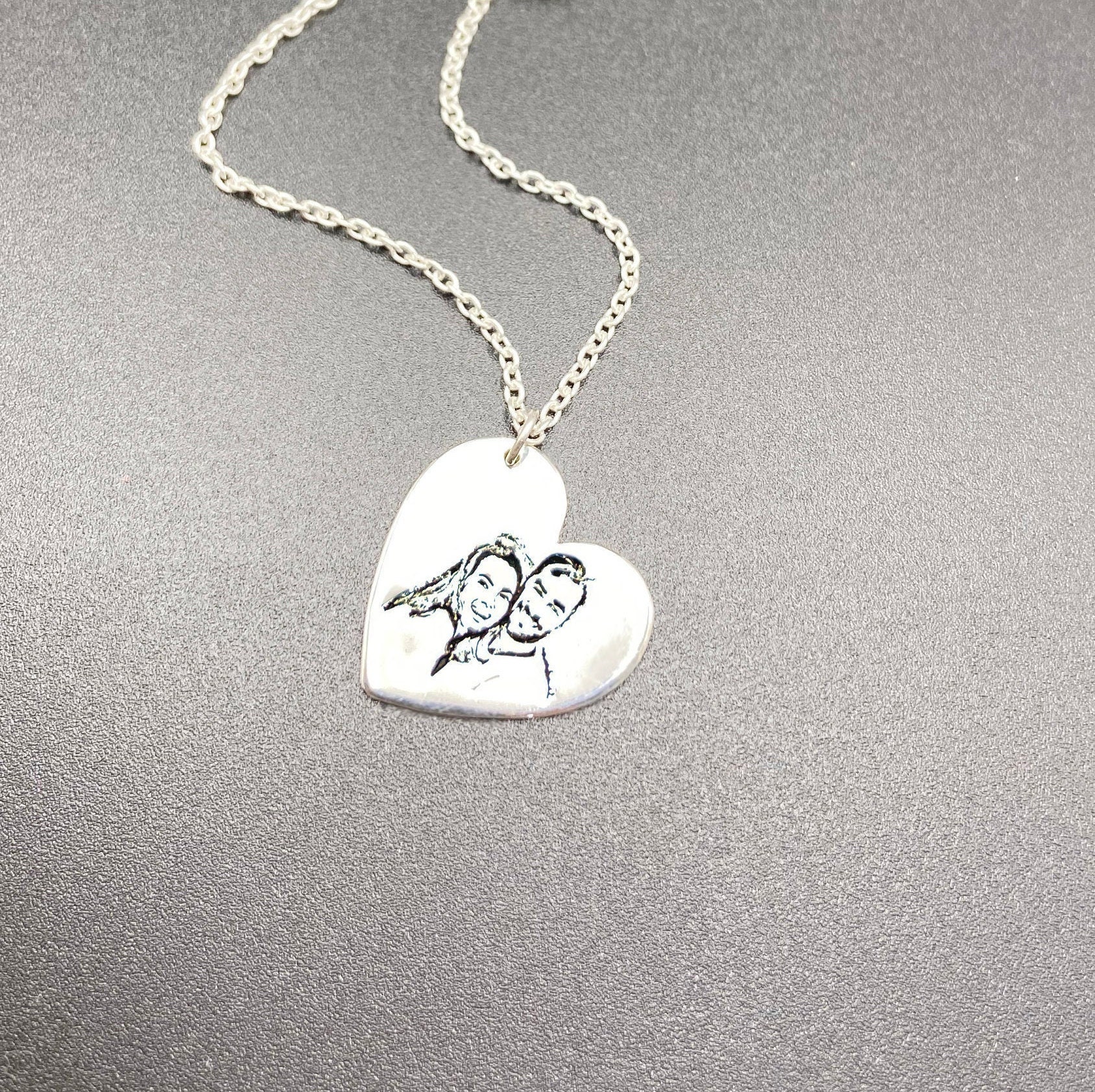 Personalized Engraved Heart Photo Necklace Gift for - Etsy