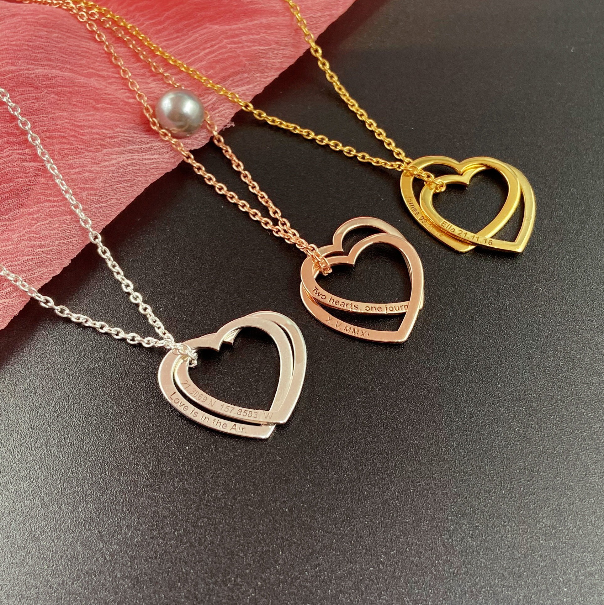 Custom Heart Necklace Personalized Heart Necklace Etsy