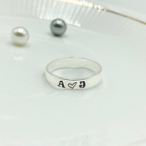 Custom Initial Heart Ring Personalised Sterling Silver - Etsy