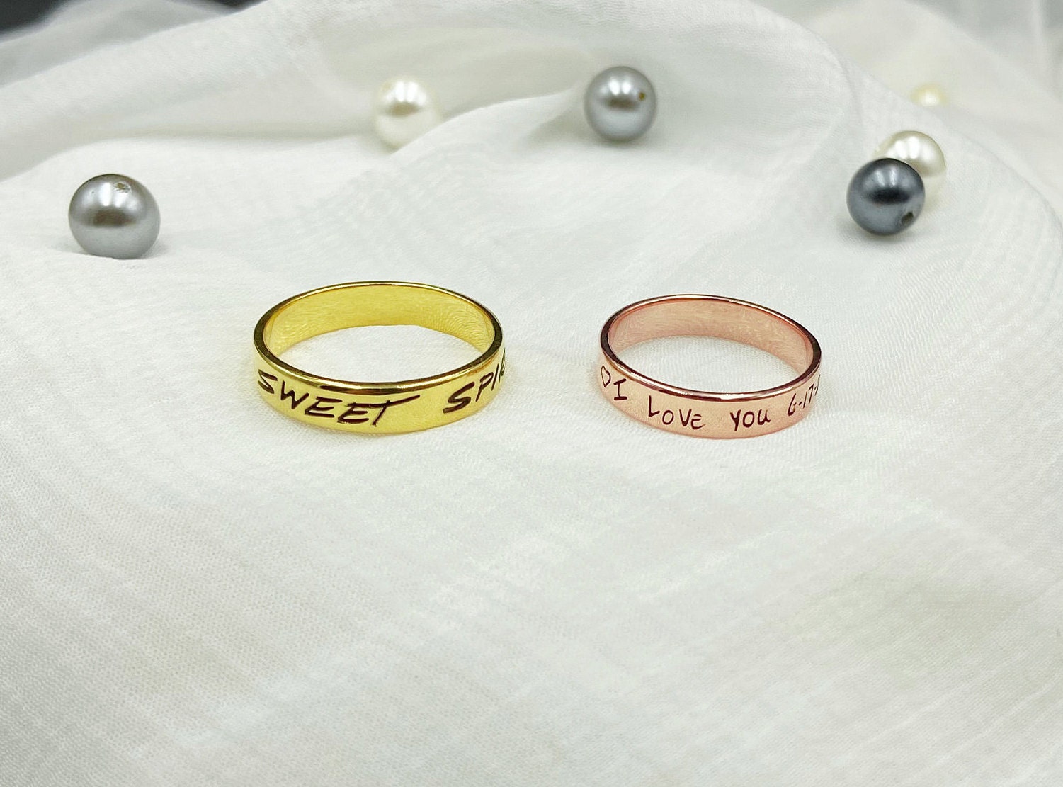 Actual Handwriting Ring ~ Personalized Handwriting Gift for Her ...