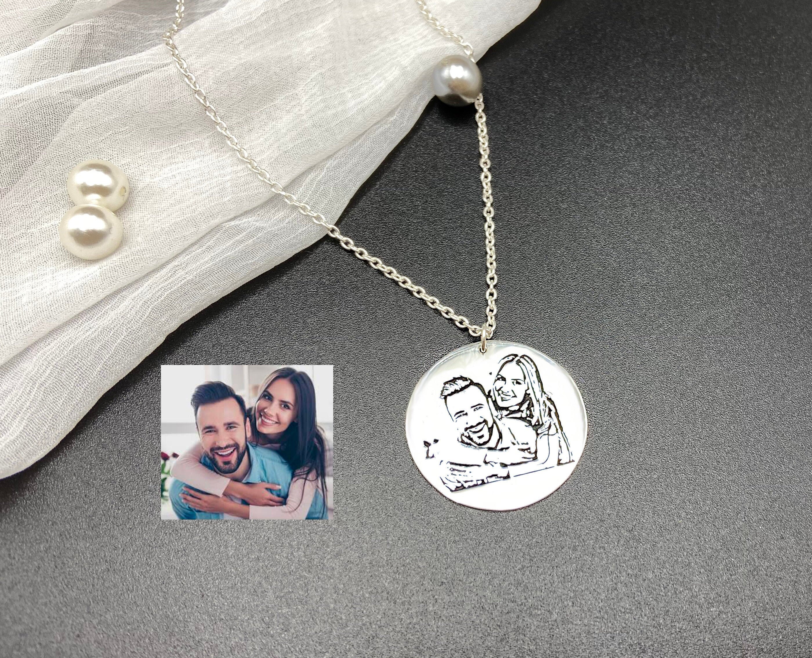 Personalized Engraved Heart Photo Necklace Gift for - Etsy