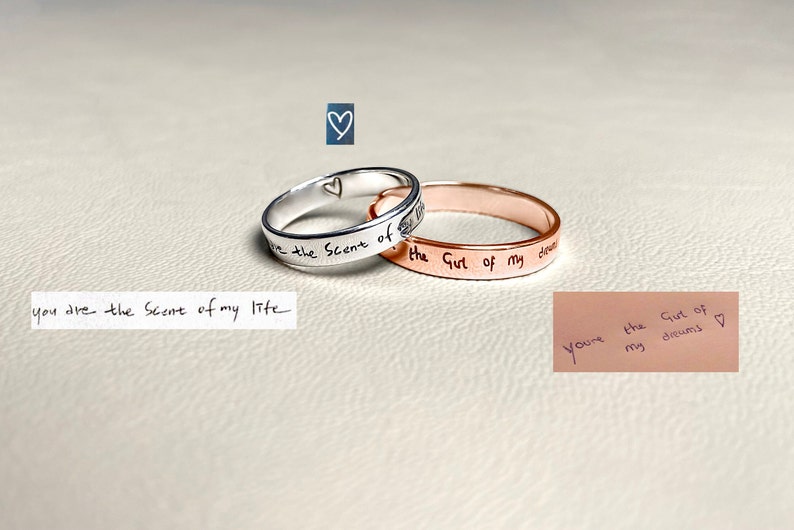 Sterling Silver Handwriting Ring: Custom Engraved Memorial Jewelry - Etsy