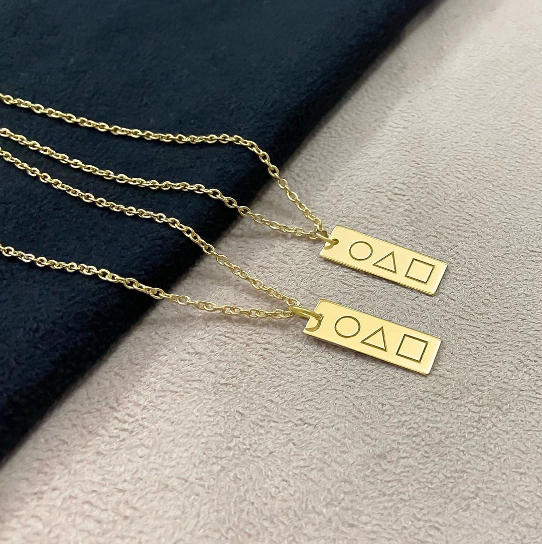 Squid Game Necklace Squid Game Merch Squid Game Symbols Necklace in 925 ...