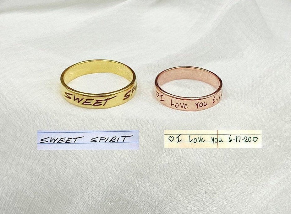 Actual Handwriting Ring Personalized Handwriting Gift | Etsy
